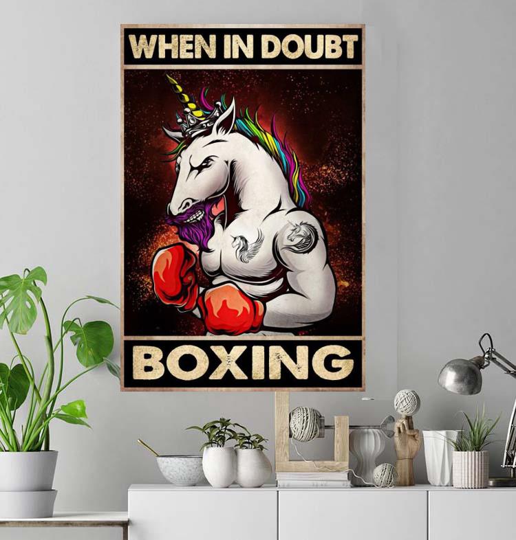 Unicorn when in doubt boxing poster canvas, wall art gift