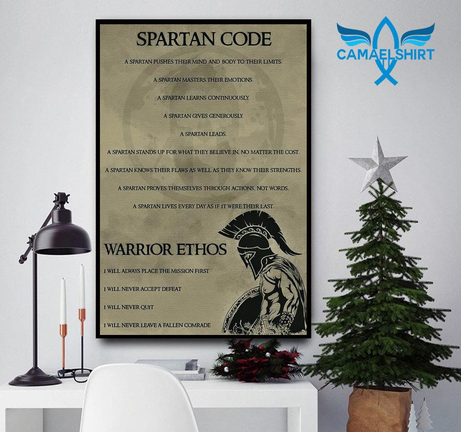Spartan code warrior ethos poster canvas - Camaelshirt Trending Tees