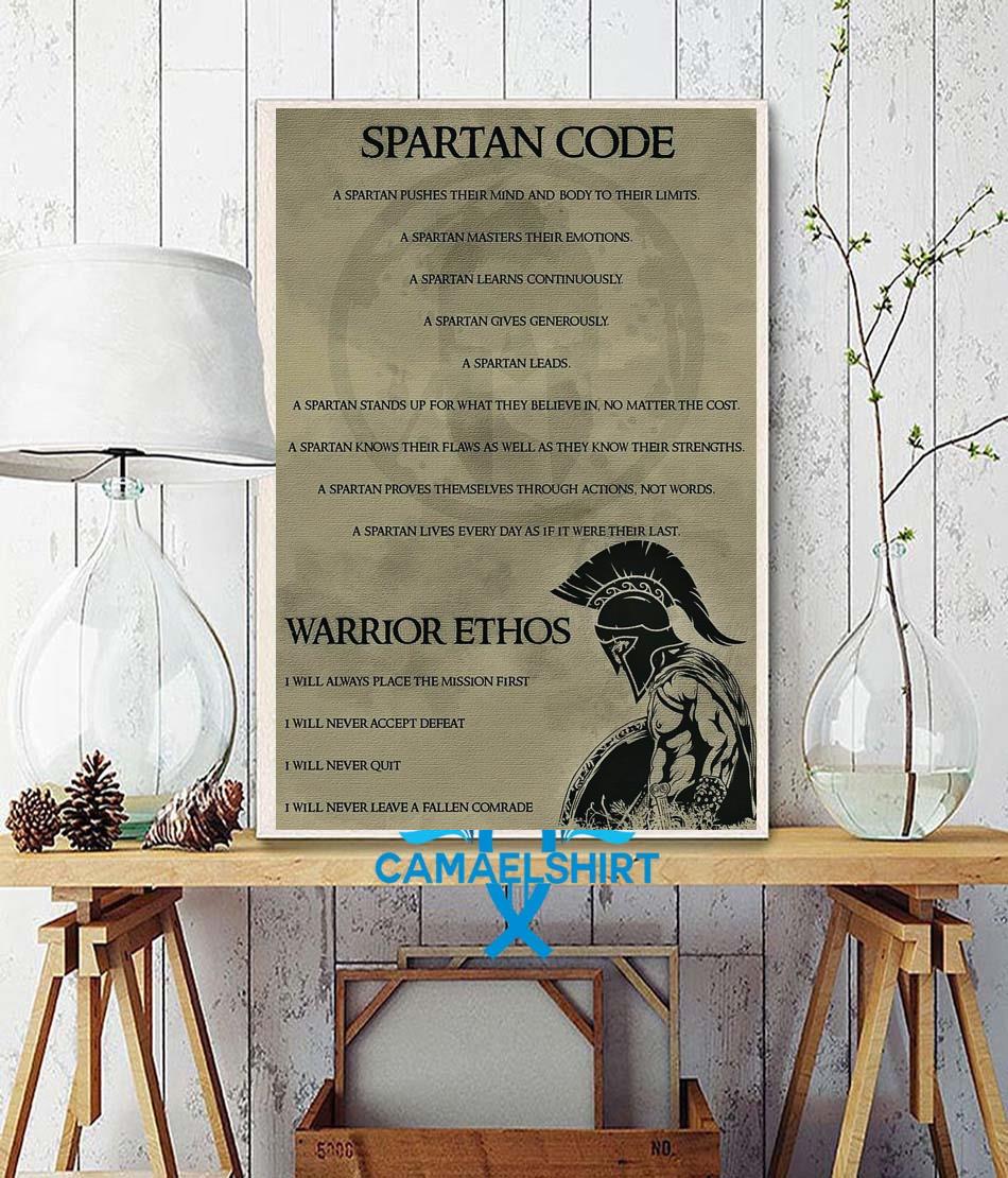 Spartan code warrior ethos poster canvas - Camaelshirt Trending Tees