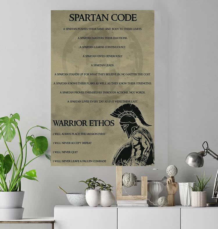 Spartan code warrior ethos poster canvas - Camaelshirt Trending Tees