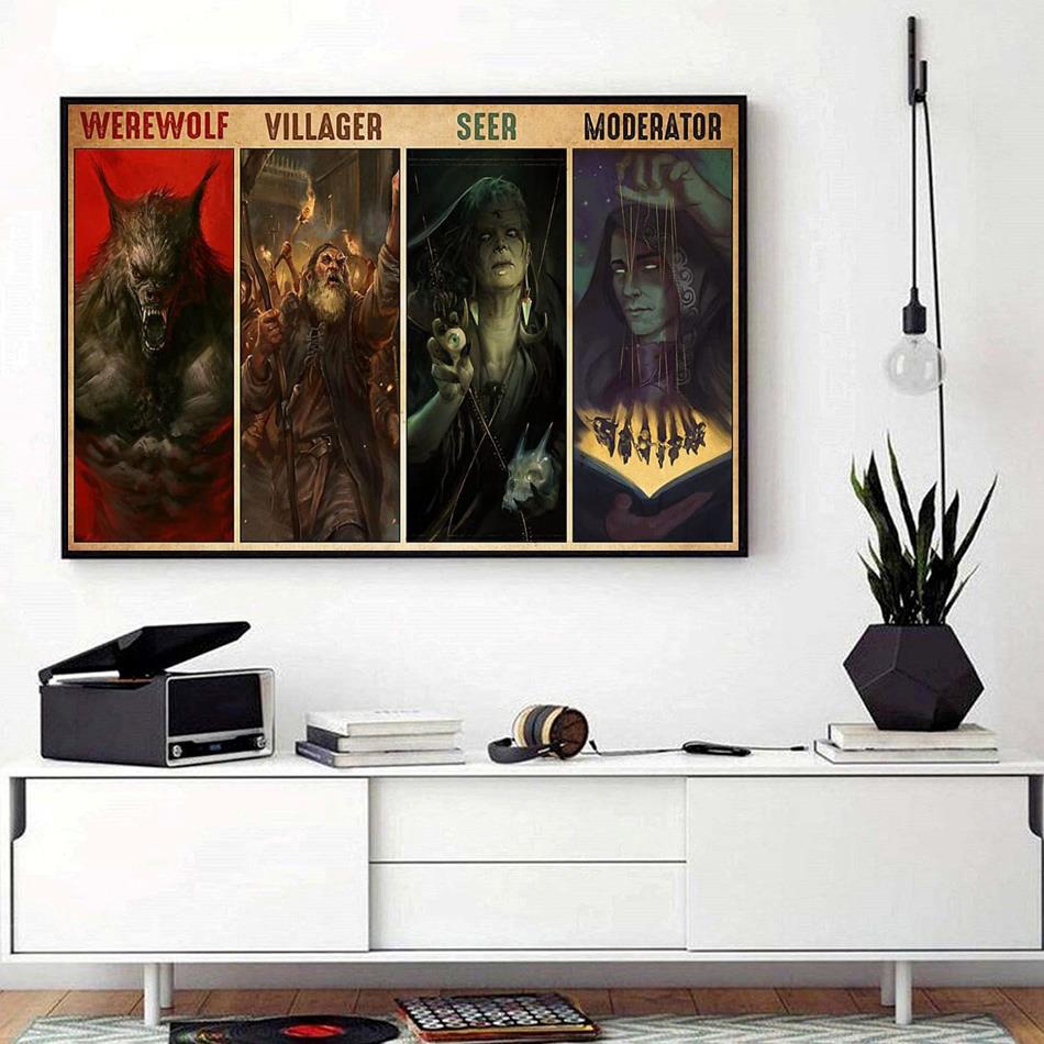 Werewolf villager seer moderator poster canvas - Camaelshirt Trending Tees