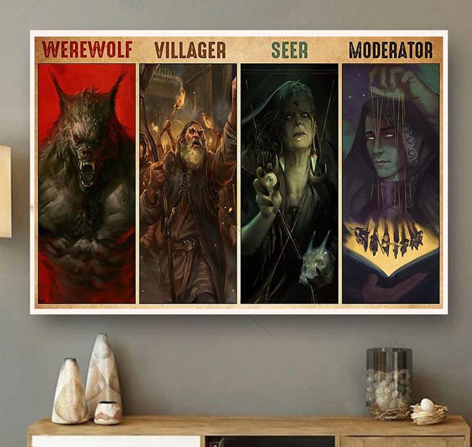 Werewolf villager seer moderator poster canvas - Camaelshirt Trending Tees