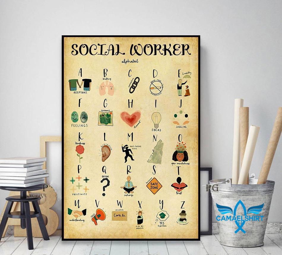 Social worker alphabet poster canvas - Camaelshirt Trending Tees