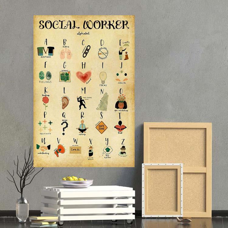 Social worker alphabet poster canvas - Camaelshirt Trending Tees