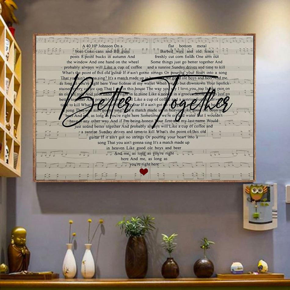 Better Together lyrics Jack Johnson poster, wall poster
