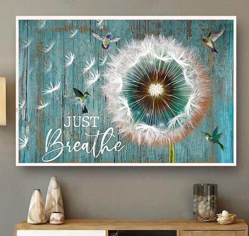 Hummingbird dandelion just breathe canvas