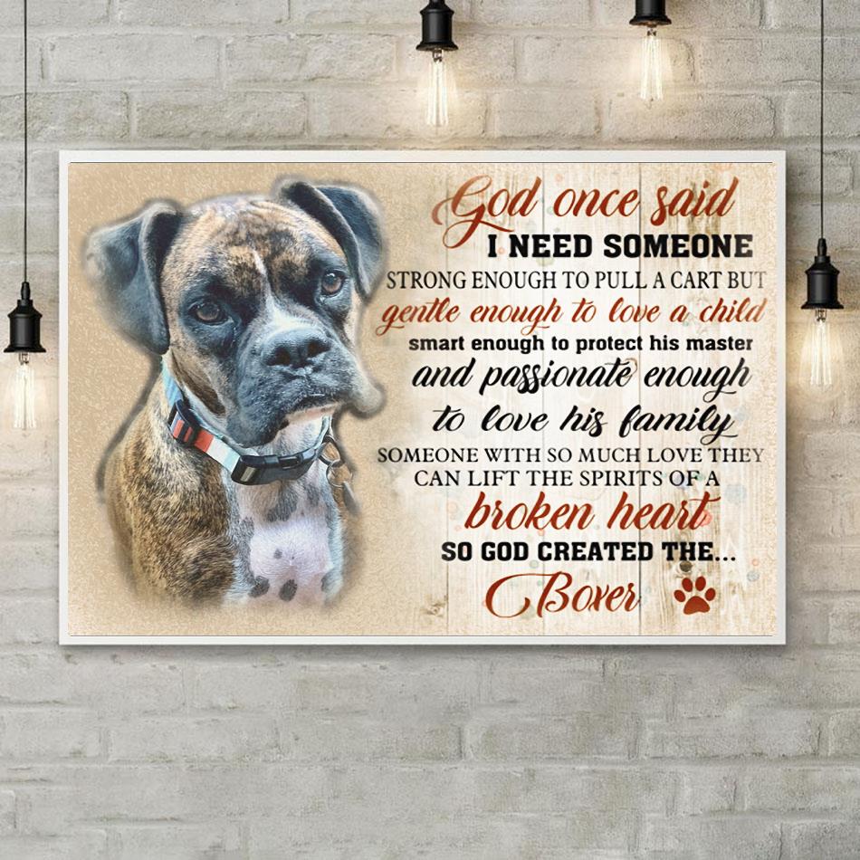 Boxer dog God once said horizontal canvas - Camaelshirt Trending Tees