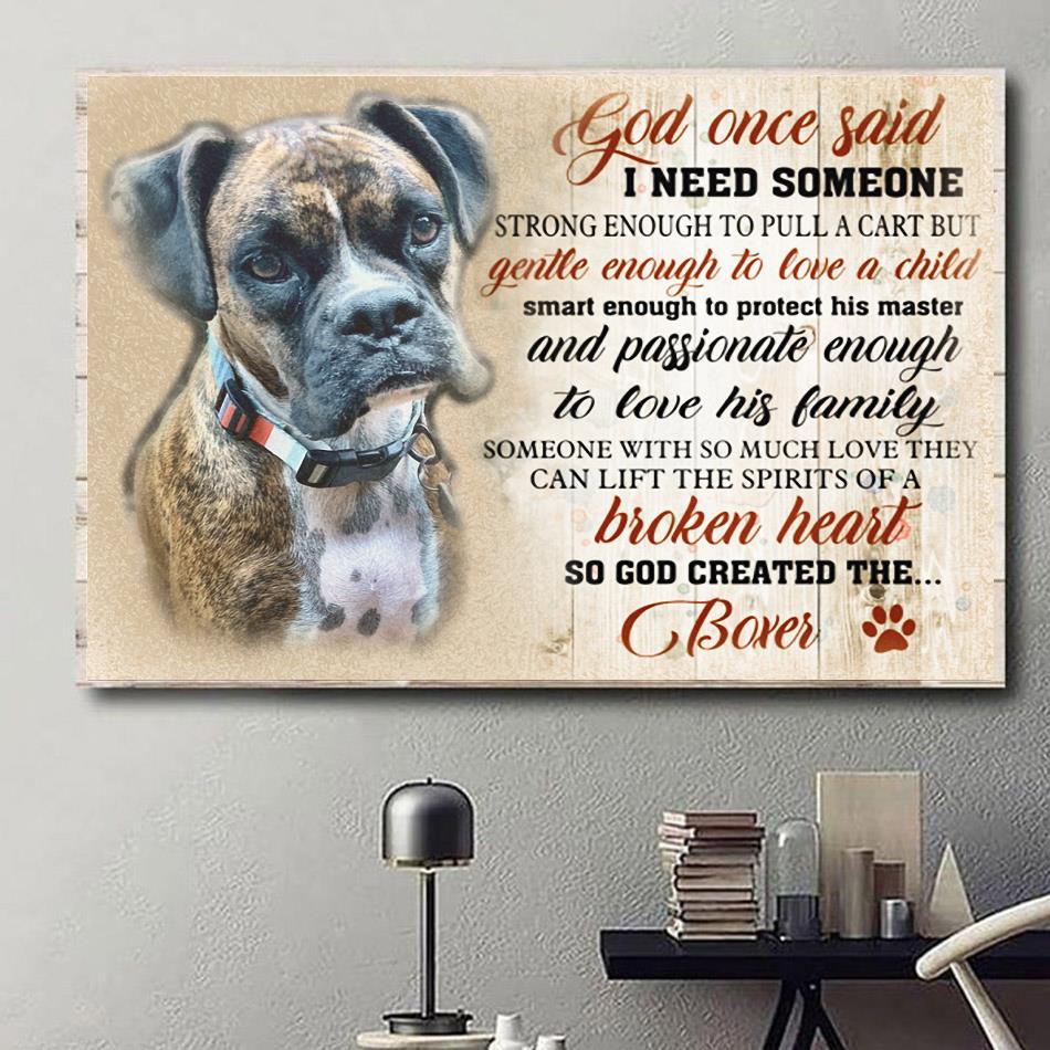 Boxer dog God once said horizontal canvas - Camaelshirt Trending Tees