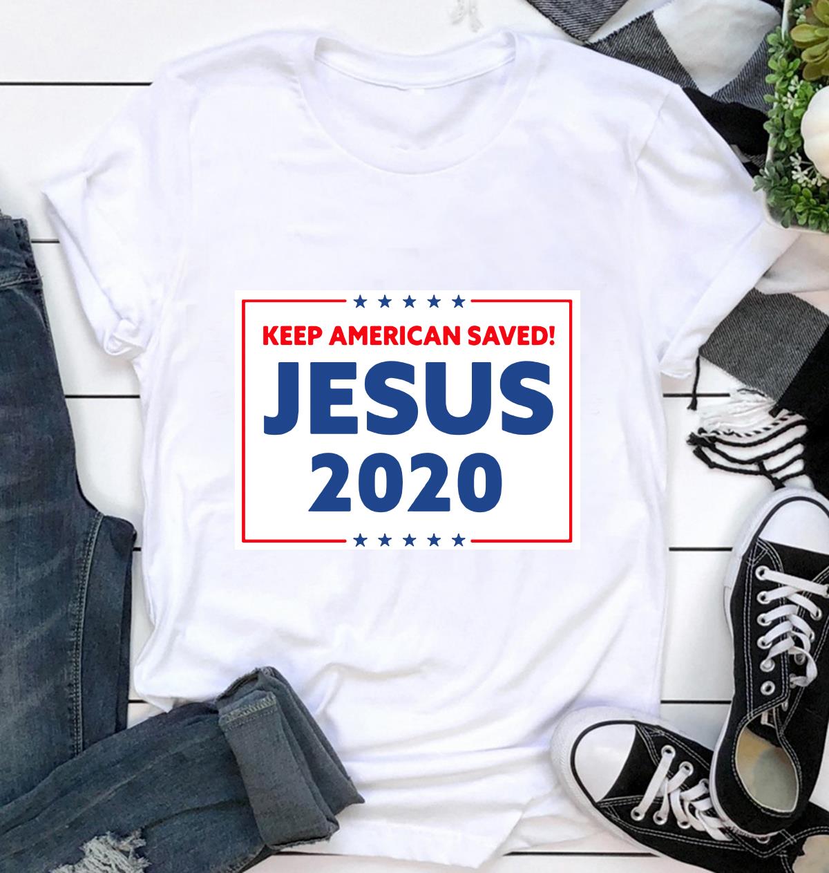 Jesus 2020 keep American saved yard sign - Camaelshirt Trending Tees