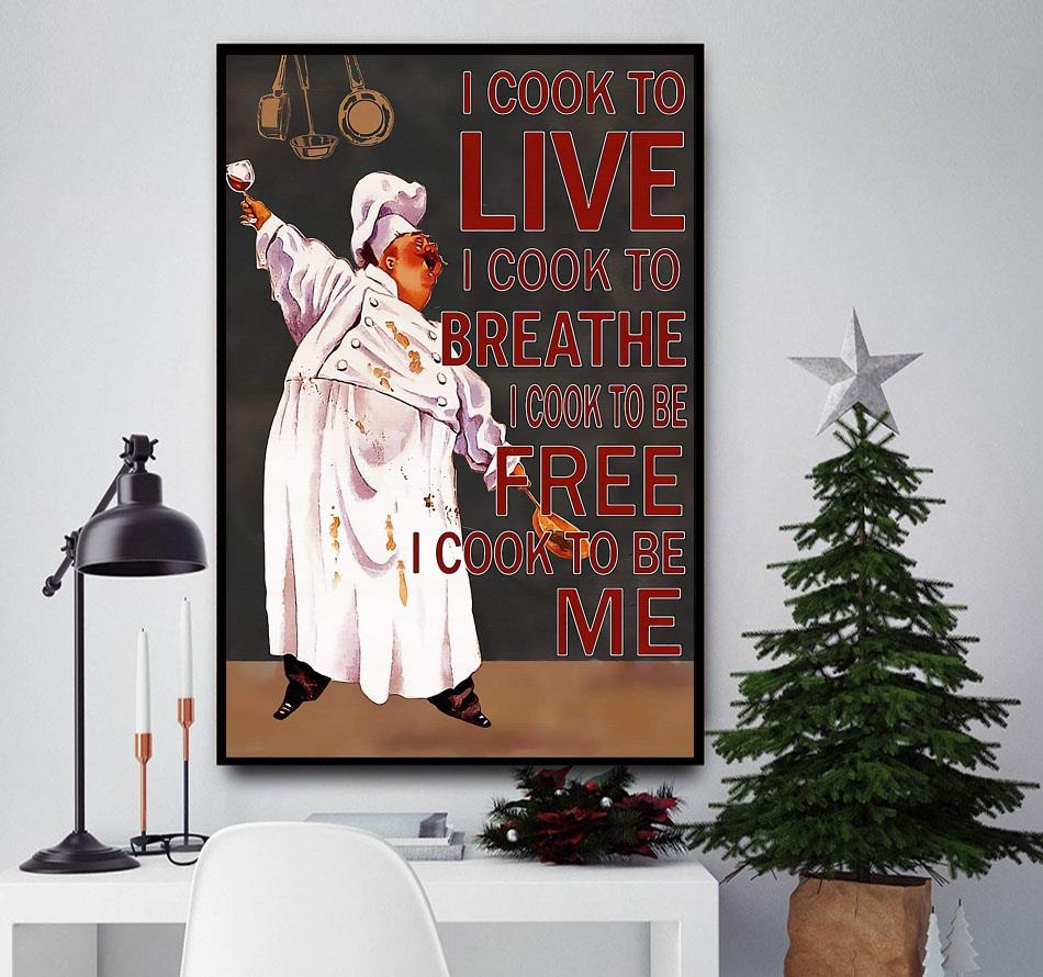 Chef I cook to live I cook to breathe poster - Camaelshirt Trending Tees
