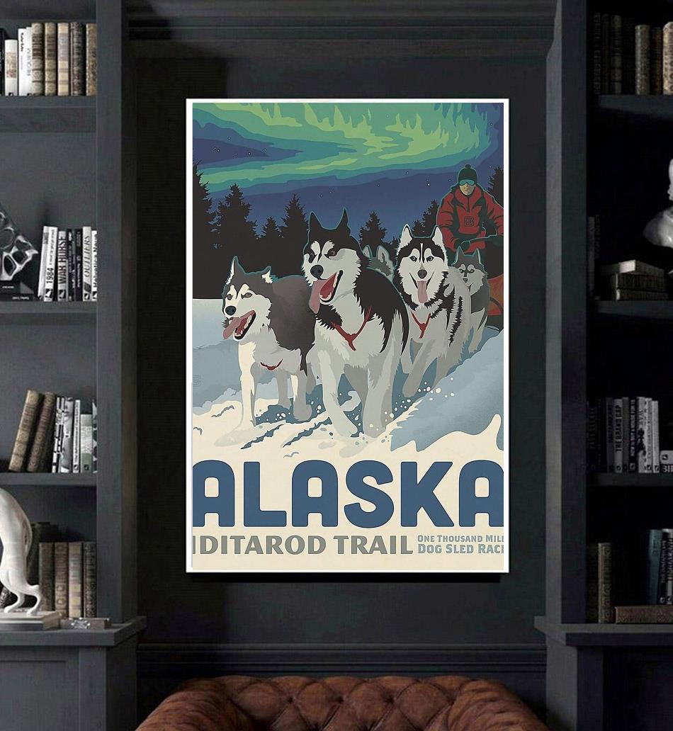 Gearsly alaska iditarod trail one thousand dog sled race poster ...