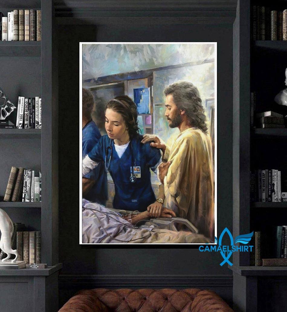 Jesus and nurse nursing hero Christian religious poster - Camaelshirt ...