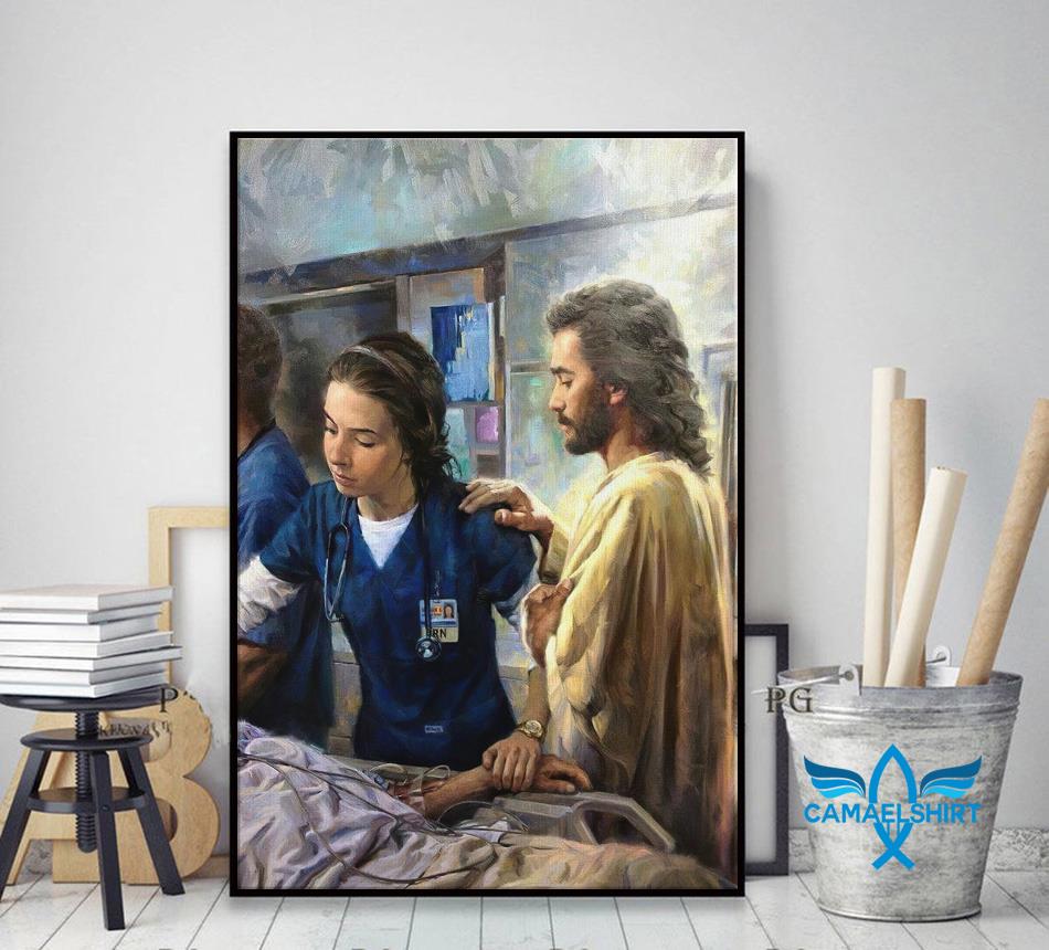 Jesus and nurse nursing hero Christian religious poster