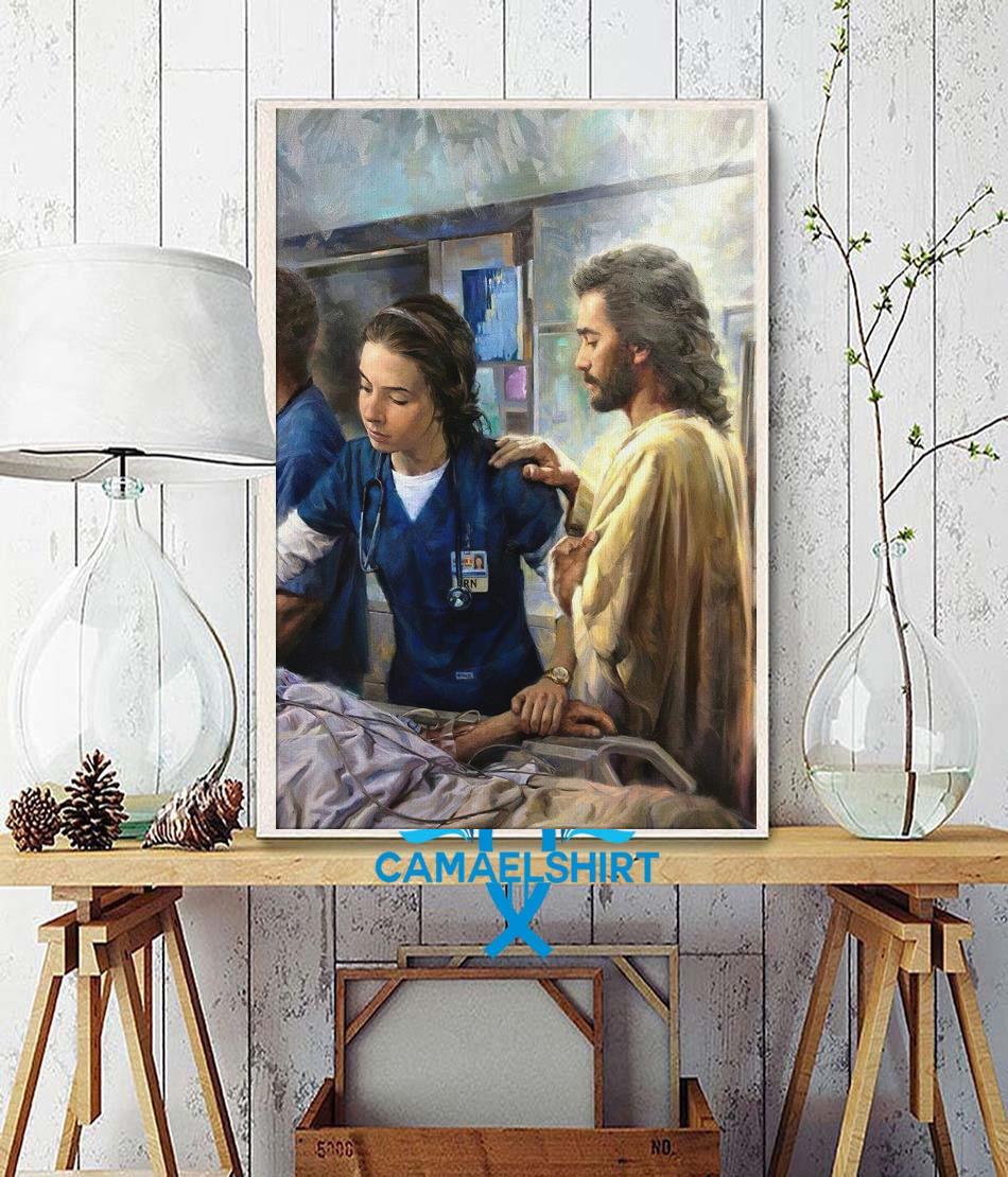 Jesus and nurse nursing hero Christian religious poster